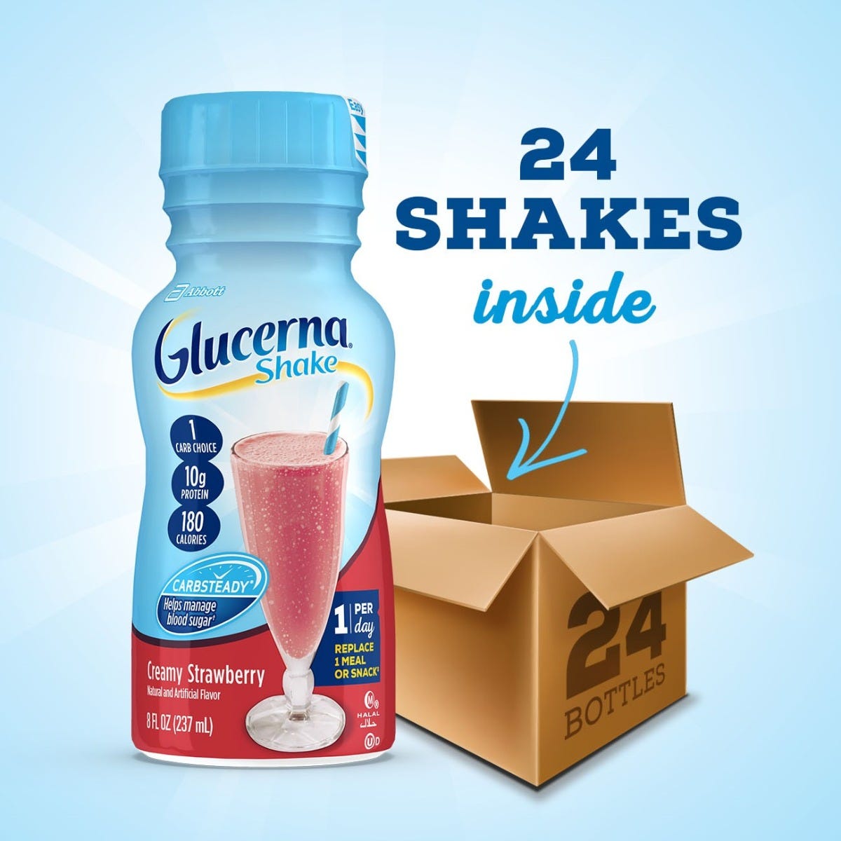 Glucerna Shake / Creamy Strawberry / 8 fl oz bottle / Case of 24