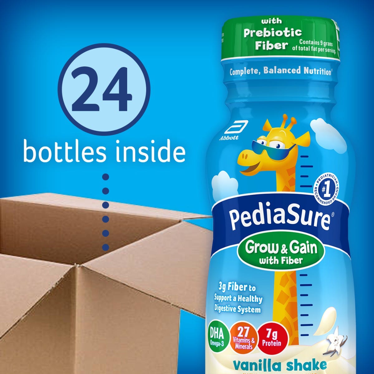 PediaSure with Fiber / Vanilla / 8 fl oz bottle / 24 Count / 58061