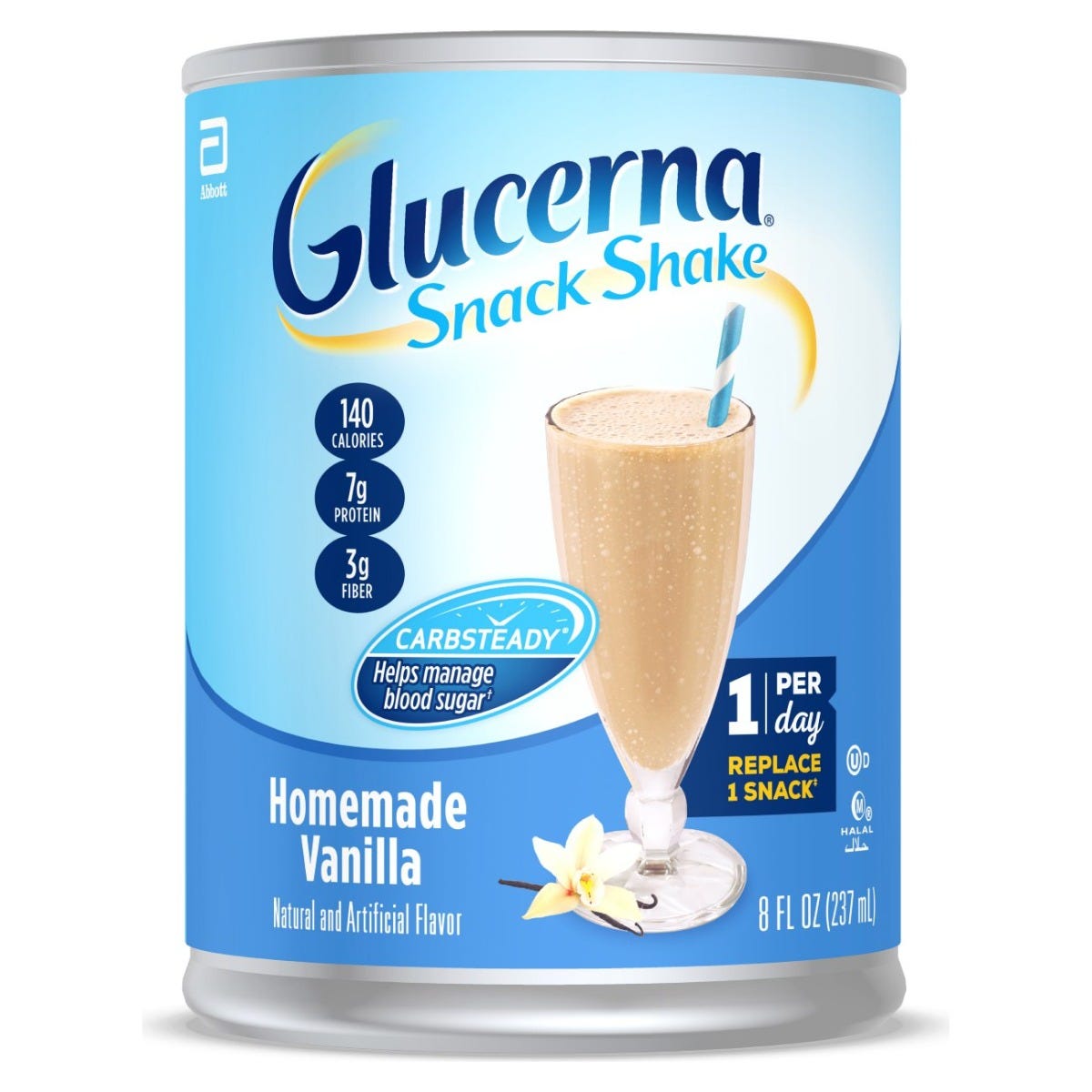 Glucerna Snack Shake / Homemade Vanilla / 8 fl oz can / Case of 16
