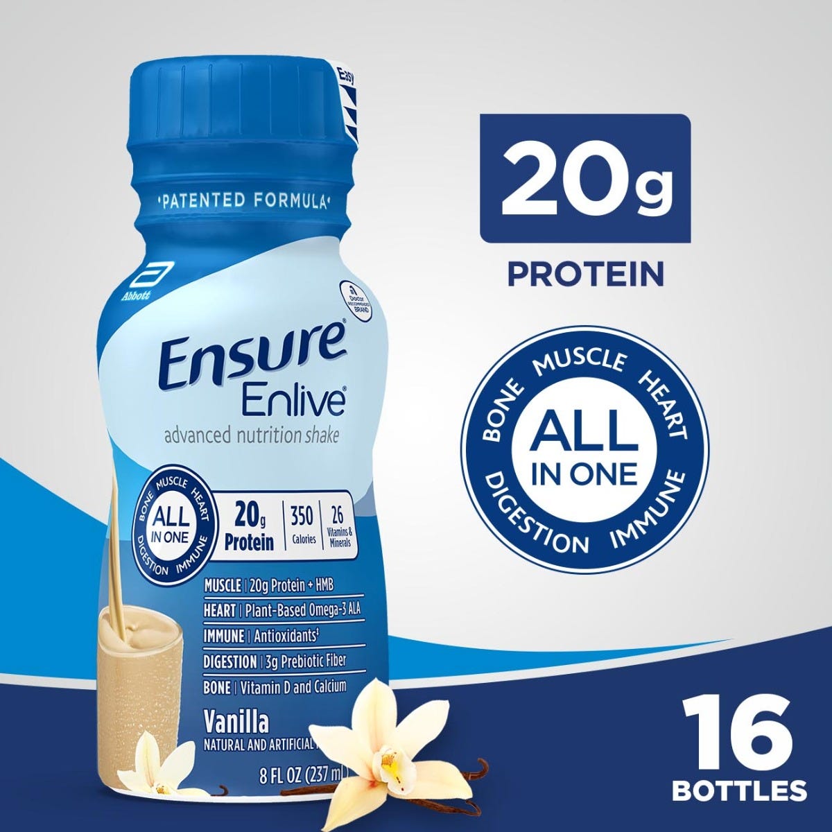 Ensure Enlive Advanced Nutrition Shake / Vanilla / 8 fl oz / Case of 16