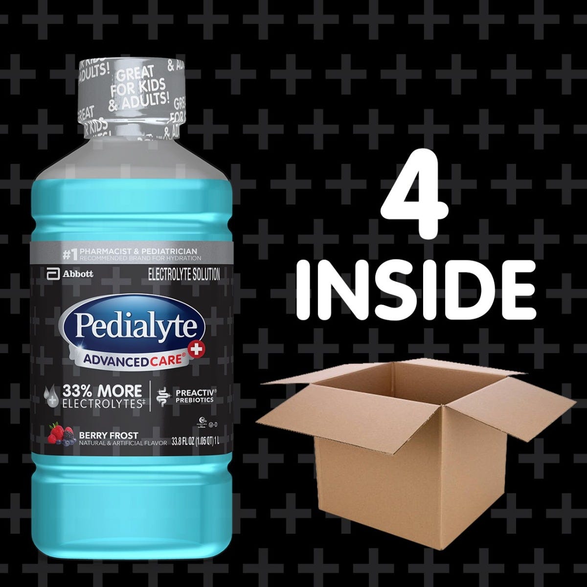 Pedialyte AdvancedCare Plus / Berry Frost / 1 L bottle / Case of 4 / 66641